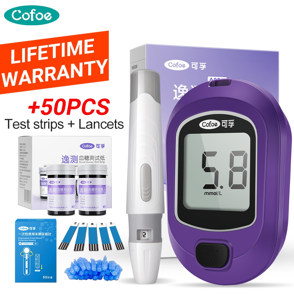 Cofoe ชุดทดสอบน้ําตาลในเลือด สําหรับเครื่องทดสอบเบาหวาน ชุดเครื่องวัดกลูโคส พร้อมมีดหมอ และแถบ ...