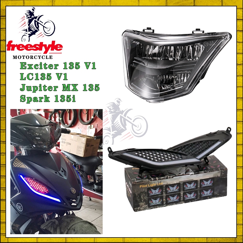 ไฟหน้า LED DRL สําหรับ Yamaha LC135 V1 135GP Exciter 135 Jupiter MX135 ...