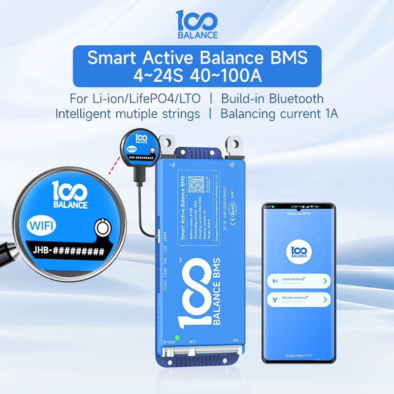 DALY JHB smart Active Balance bms wifi 40-100A 4-8S 8-17S 8-24S BMS 60a ...