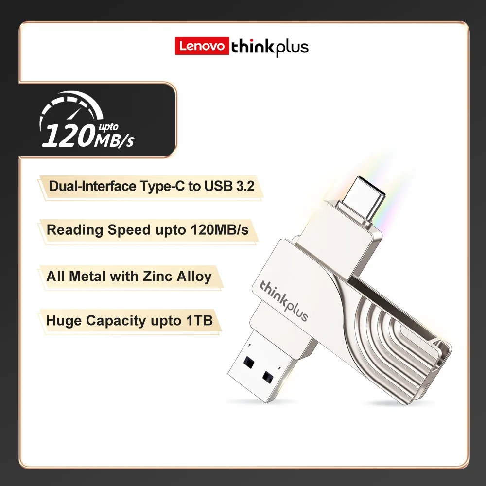 Lenovo ThinkPlus USB 3. แฟลชไดรฟ์ 2 Type C เป็น USB 32GB~256GB 2 in 1 ...