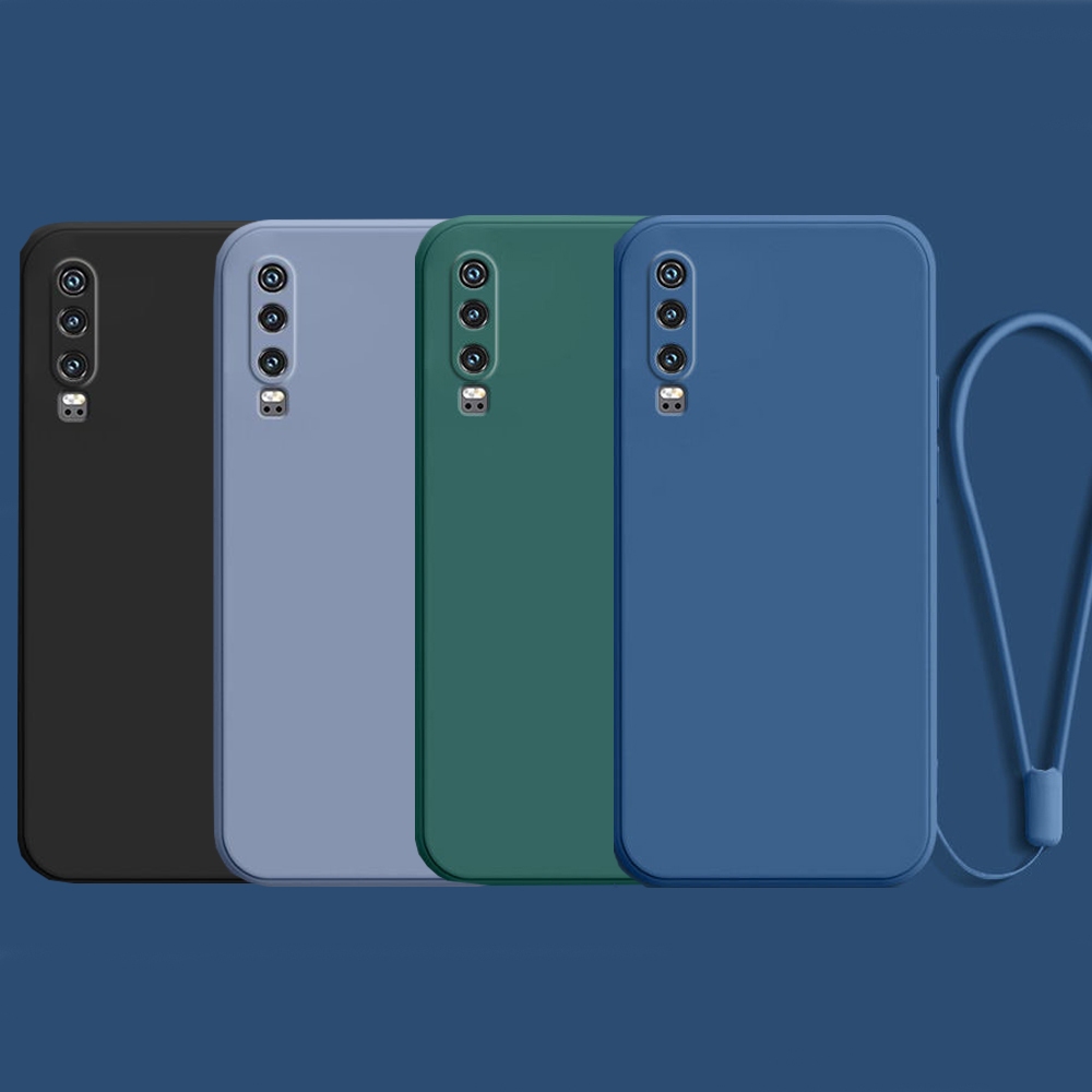 Huawei P20 P30 Pro P40 Square Frame Slim Soft TPU Case Cover พร้อมสาย ...