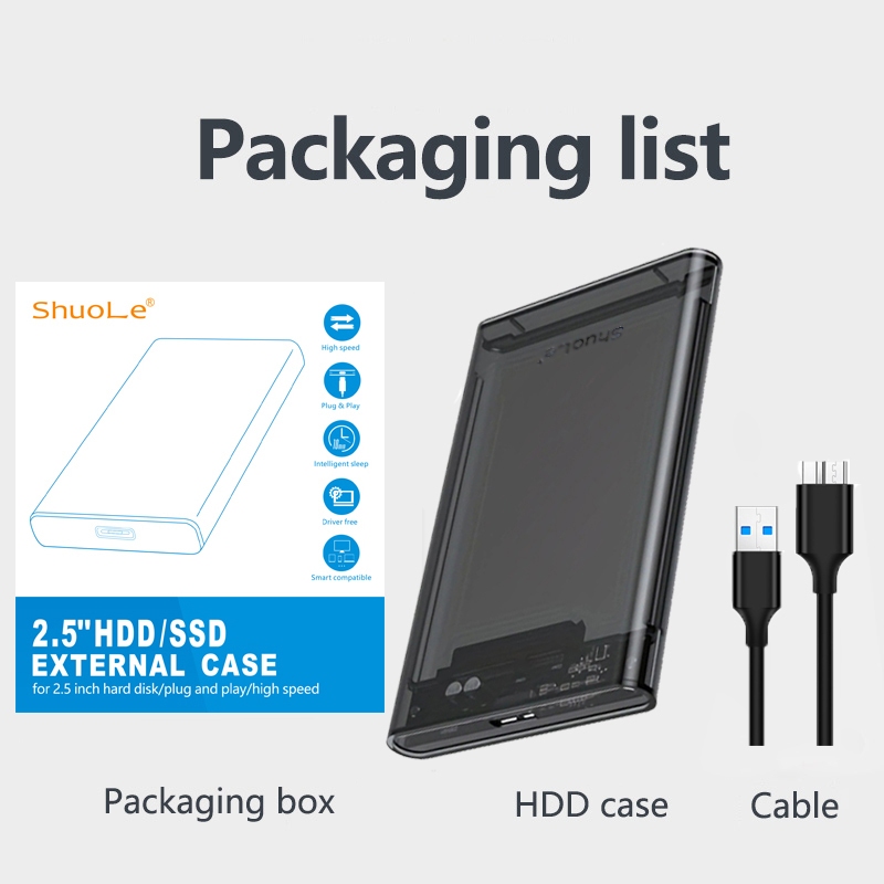 Shuole HDD Case Sata เป็น USB UASP กล่องฮาร์ดดิสก์ ภายนอกมือถือ ความ ...
