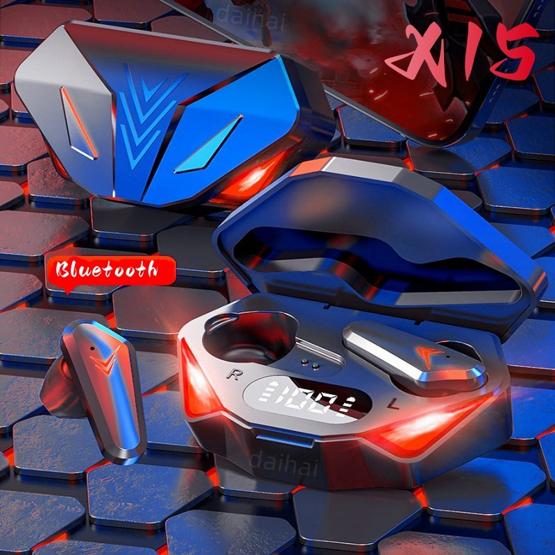 หูฟังบลูทูธ บลูทู ธ สำหรับเล่นเกม X15 TWS Xiaomi จอแสดงผล LED Android ...