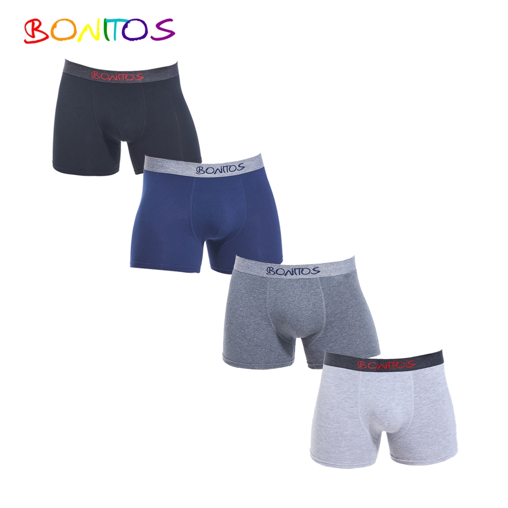 BONITOS 4 ชิ้น Man Boxers ชุดชั้นในผ้าฝ้ายผู้ชายกางเกงสบายกางเกงผู้ชาย ...