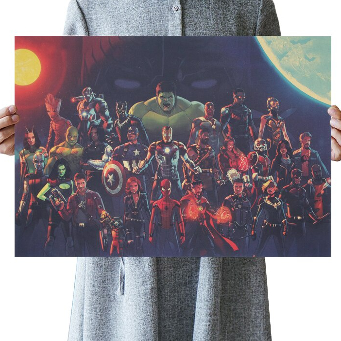 โปสเตอร์กระดาษคราฟท์ The Avengers style B สไตล์เรโทร ขนาด 51.5x36 ซม. ...