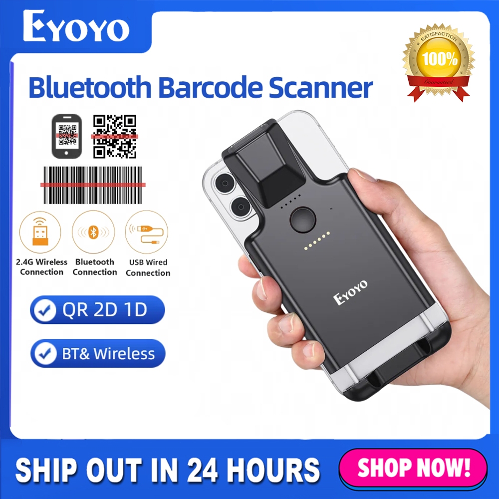 Eyoyo 2D Back Clip Bluetooth Barcode Scanner ใช้กับโทรศัพท์,แบบพกพา Bar ...