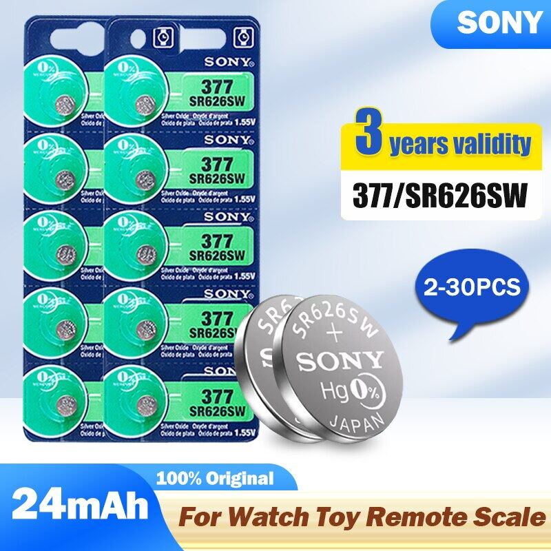 Sony 377 SR626SW AG4 SR626 V377 LR66 LR626 ปุ่มกด สําหรับนาฬิกาข้อมือ 1.55V สีเงิน แบตเตอรี่ ...