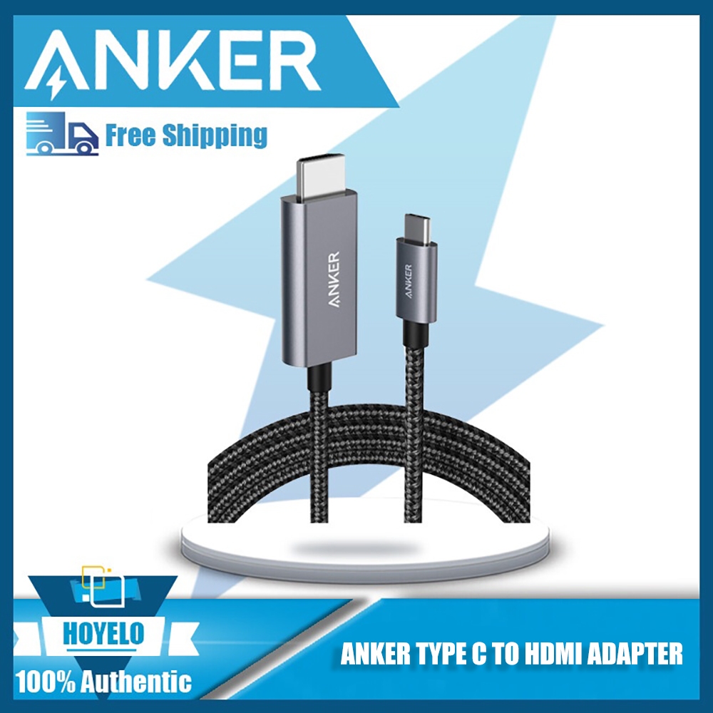 Anker สายเคเบิลอะแดปเตอร์ Type C เป็น HDMI 4K 60Hz USB C เป็น HDMI สําหรับบ้าน สํานักงาน 6 ฟุต ...