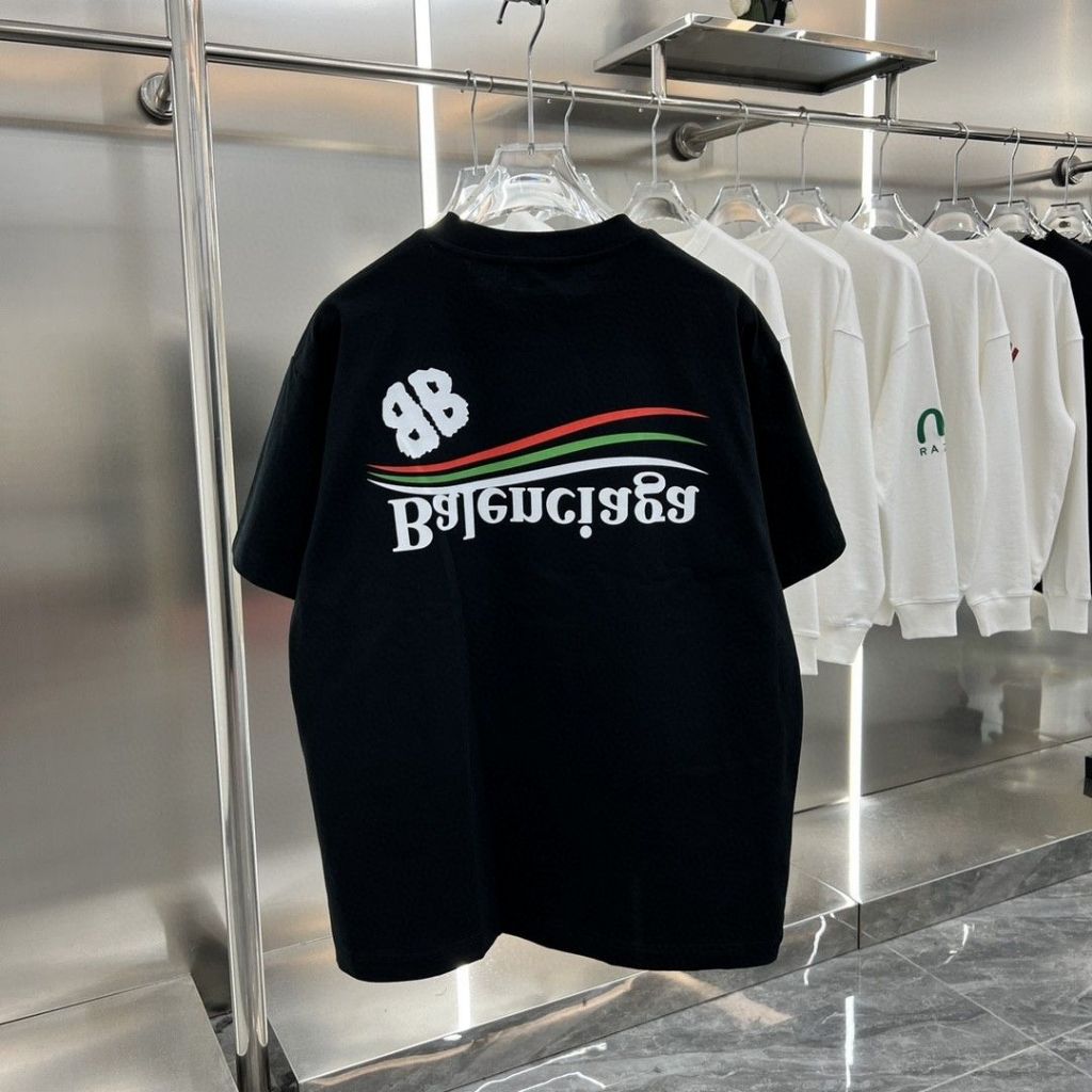 เสื้อยืดแขนสั้น คอกลม พิมพ์ลายคลื่น BB cola แฟชั่นฤดูใบไม้ผลิ 2024 ...