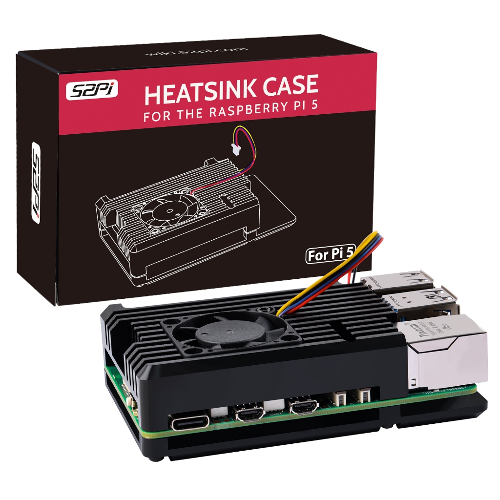 เคส 52Pi Raspberry Pi 5 พร้อมพัดลม, เคสเกราะ Raspberry Pi 5 พร้อมพัดลม ...