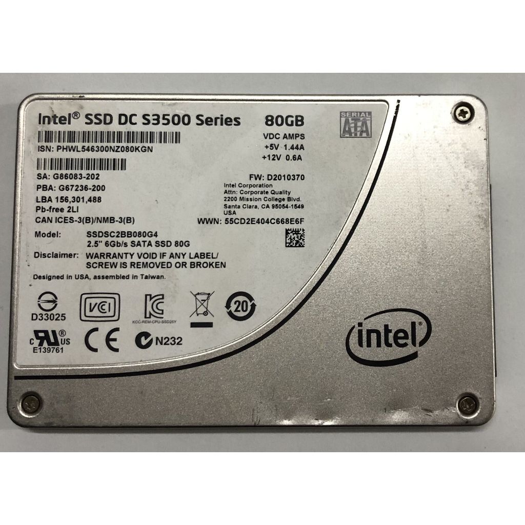 Intel DC S3500 S3510 S3520 S3610 S4500 S3710 S4510 80GB 120GB 160GB 200GB 180GB 240GB 300GB ...