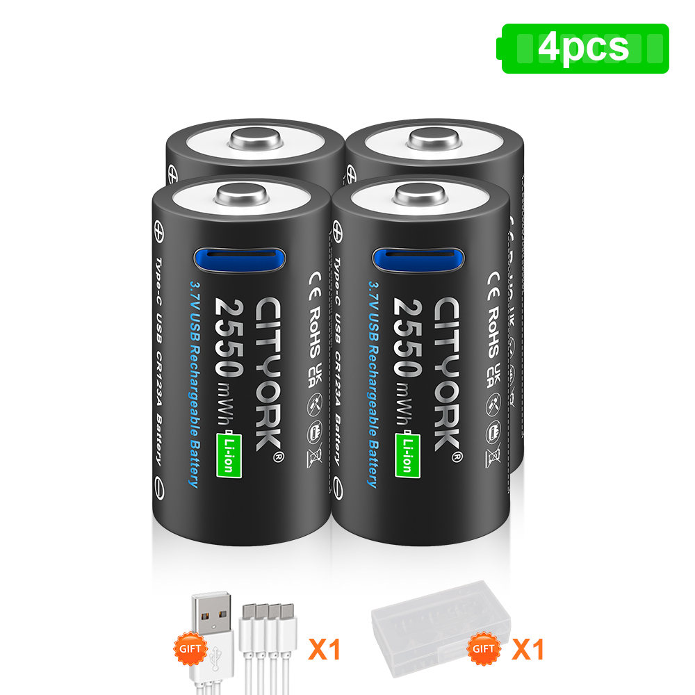 แบตเตอรี่ลิเธียมไอออน 3.7V 16340/16350 Li-ion Battery USB Type-C ชาร์จ ...