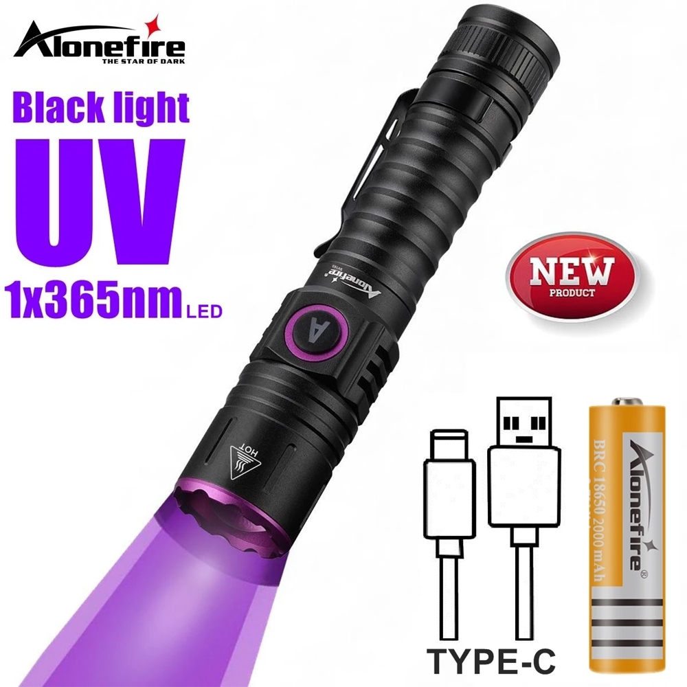 Alonefire SV101 UV 365nm ไฟฉายแบล็คไลท์ LED แบบชาร์จไฟได้ มองไม่เห็น ...