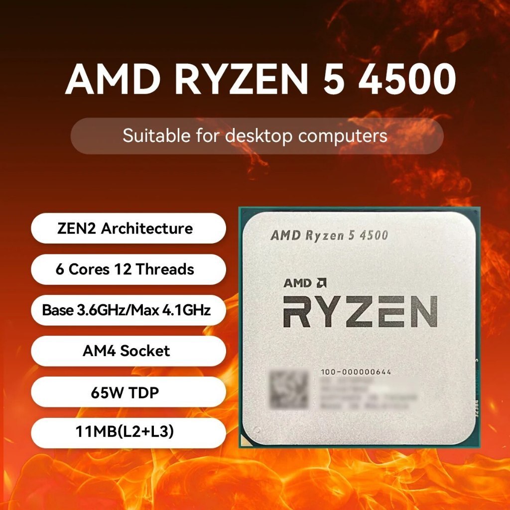 เครื่องประมวลผล CPU AMD Ryzen 5 4500/ 5500 /5600 /5700X รองรับคอมพิวเตอร์เล่นเกม | แกน CPU 6 แกน ...
