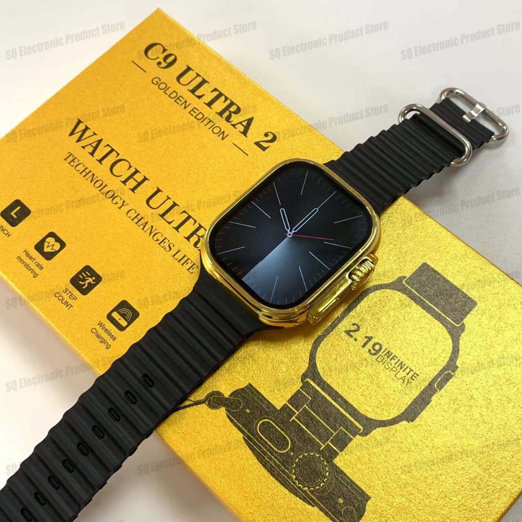 จัดส่งในพื้นที่2024 C9 Ultra MAX Gold Smart Watch NFC Wireless ...