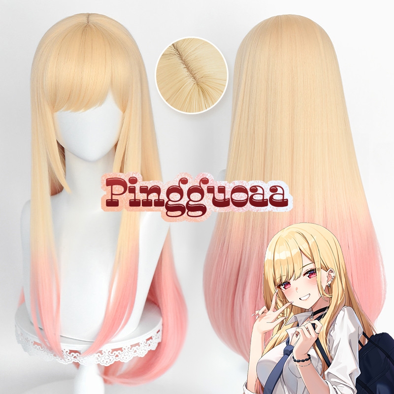 Marin Kitagawa Wig My Dress Up Darling Cosplay 80cm Yellow Pink Dyed Gradient Wigs Heat ...