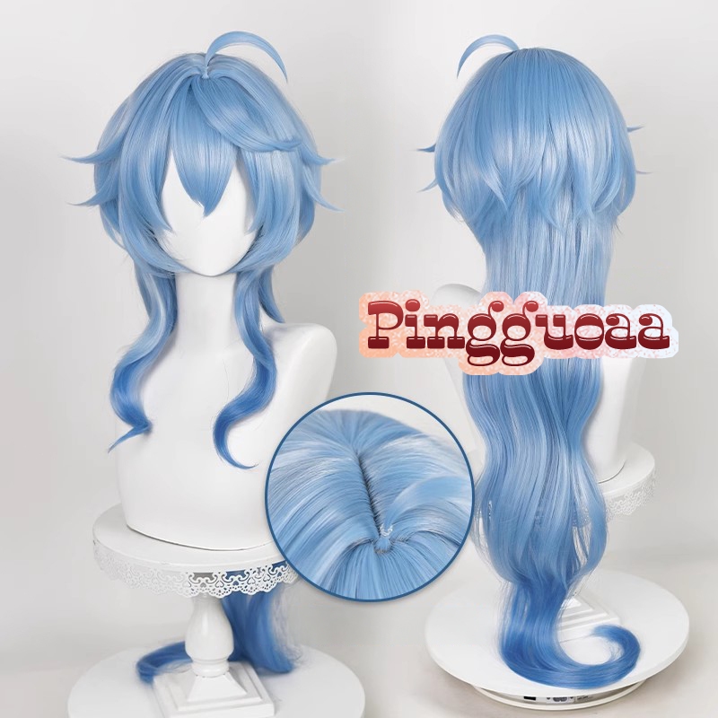 Ganyu Cosplay Wig Genshin Impact 95cm Long Blue Gradient With Bangs ...