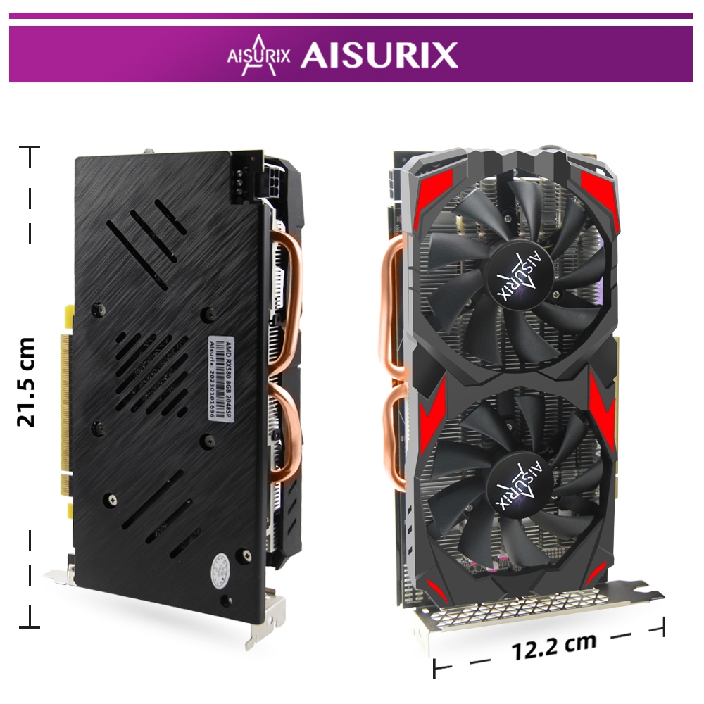 Aisurix RX580 การ์ดจอ 8GB AMD Radeon GDDR5 256 BIT 2048SP RX580 VGA ...