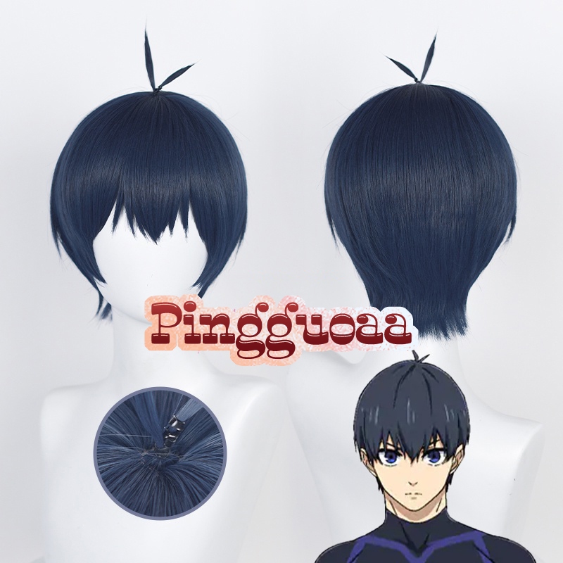 【Manmei】Blue Lock Isagi Yoichi Cosplay Wig Dark Blue 28cm Short Wigs ...