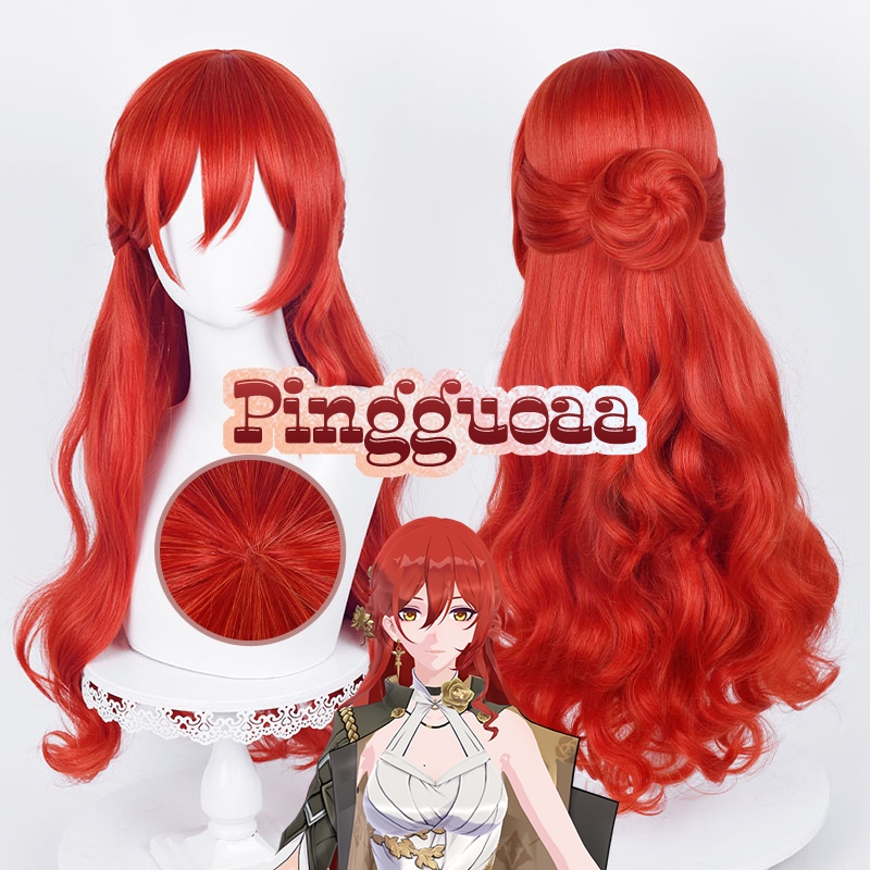 Game Honkai: Star Rail Himeko Cosplay Wig 66cm Long Red Curly Heat ...