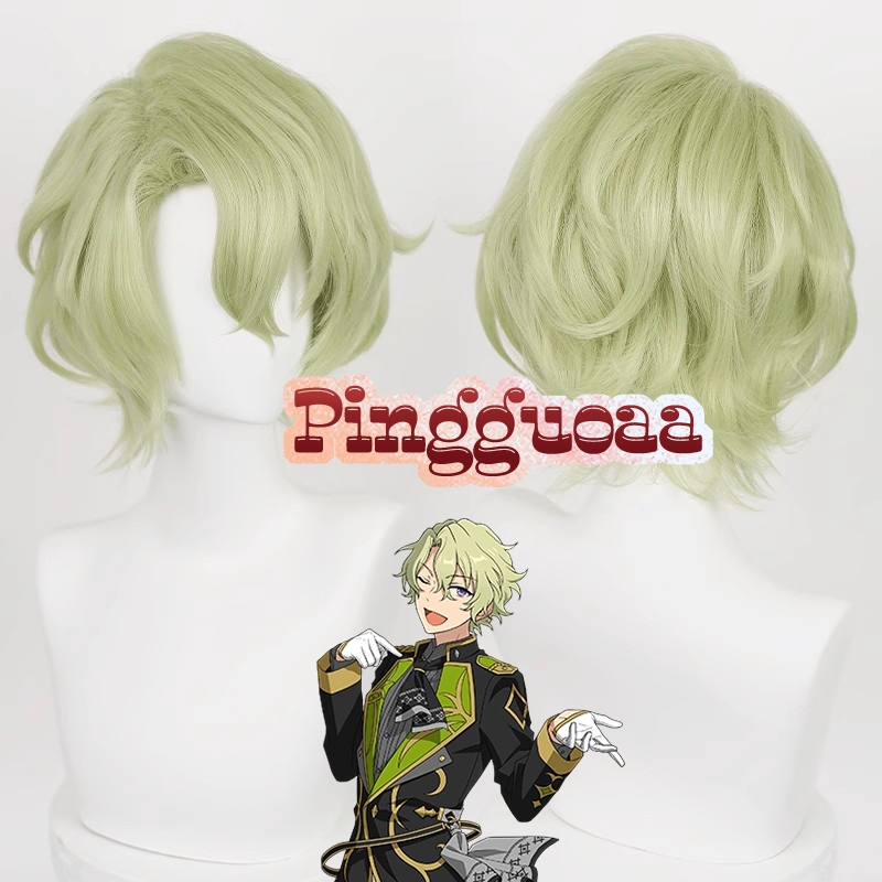 ES Ensemble Stars Tomoe Hiyori Cosplay Wig 37cm Short Light Green Hair ...