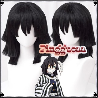 Anime Demon Slayer Iguro Obanai Cosplay Wigs 40cm Black Hair Heat ...