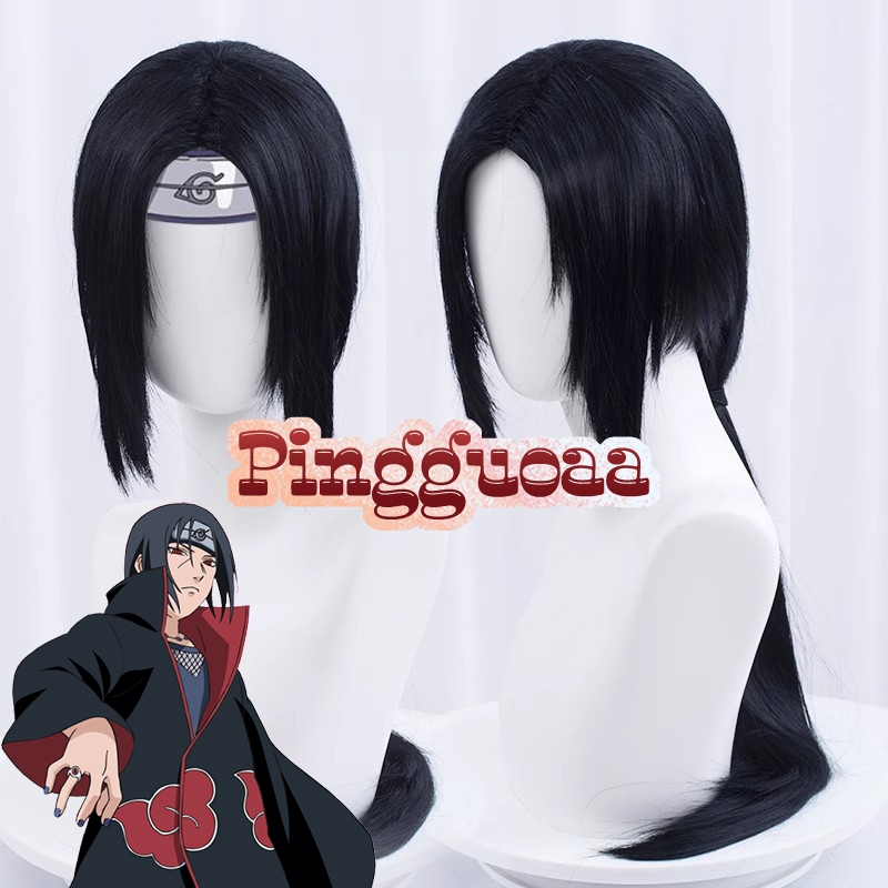 Anime Naruto Itachi Uchiha Cosplay Wig 65cm Long Straight Black Hair ...