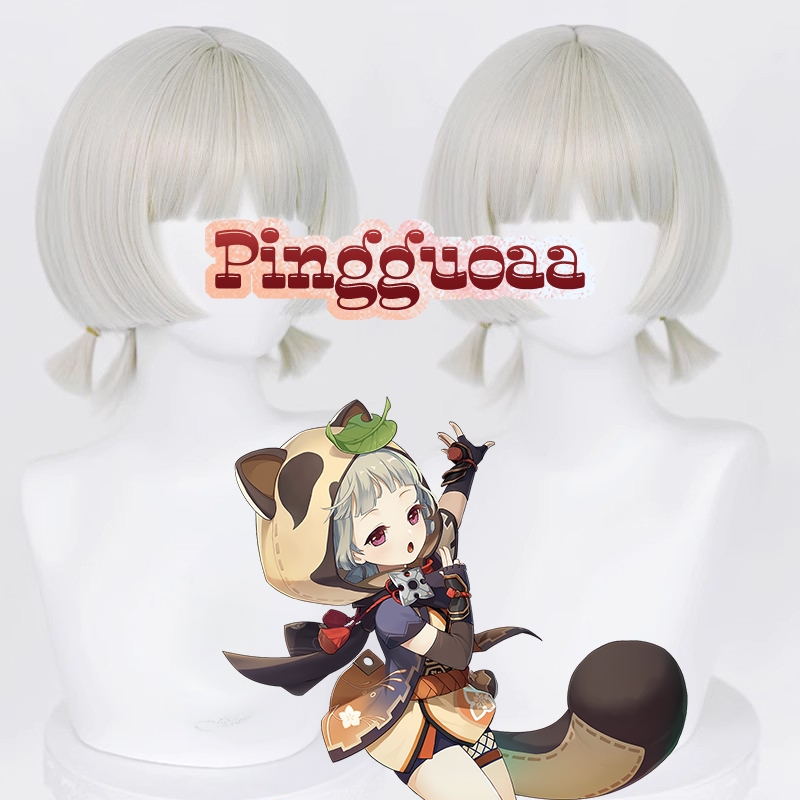 Genshin Impact Sayu Cosplay 35cm Short Gray Golden Heat Resistant ...