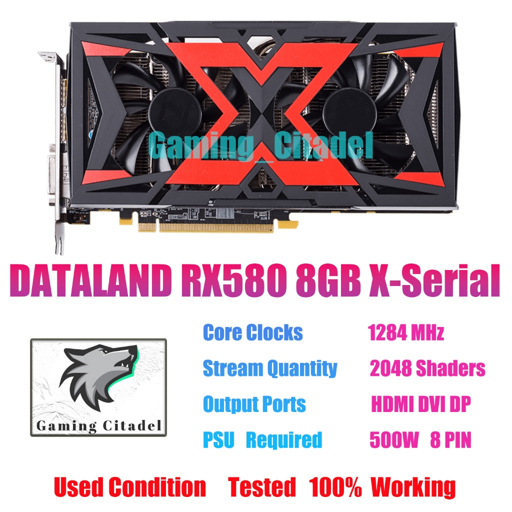Dataland การ์ดจอ AMD Radeon RX570 Rx580 Rx590 Rx5500xt 8GB 2048SP GDDR5 PCI-E DP HDMI DVI ...