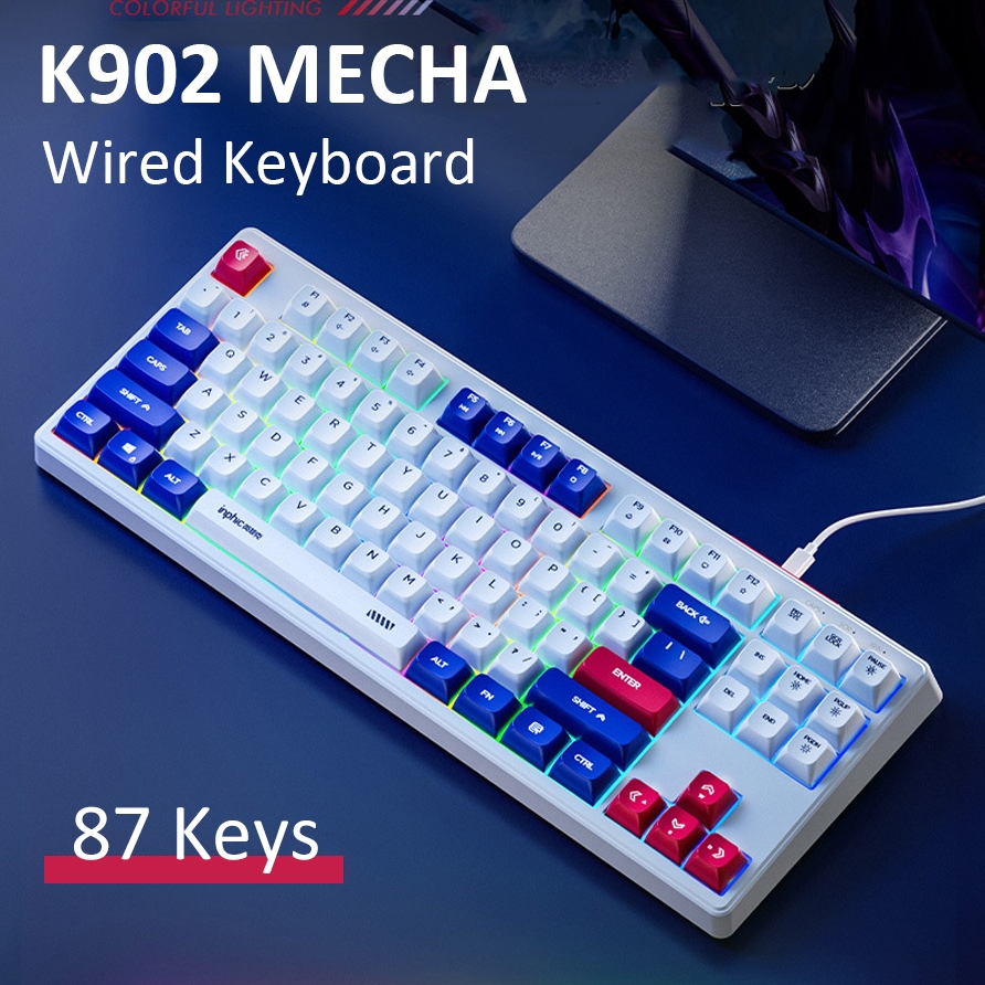 Inphic K902 Keyboard คีย์บอร์ดเล่นเกม แบบใช้สาย 87 คีย์ มีไฟแบ็คไลท์ เสียงเงียบ สําหรับแล็ปท็อป ...