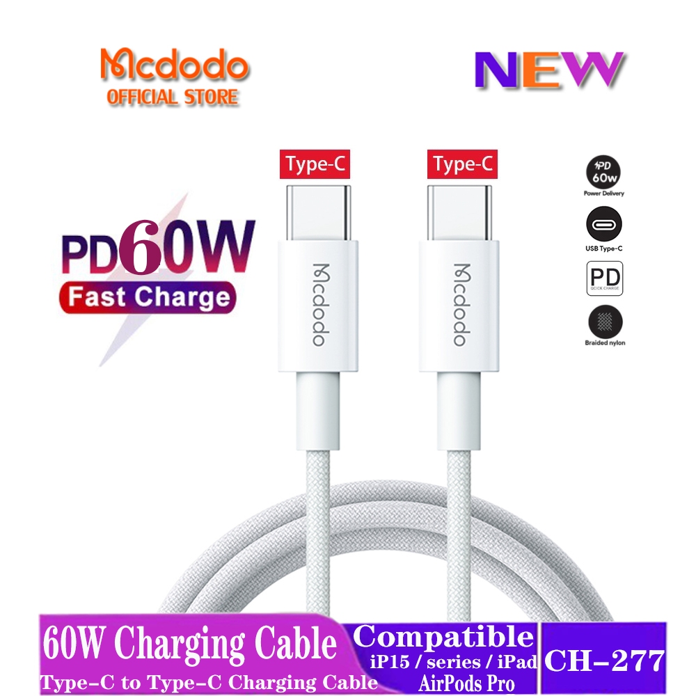 Mcdodo สายเคเบิลชาร์จเร็ว 60W Typc-C เป็น Usb-C รองรับ 3A PD สําหรับ ...