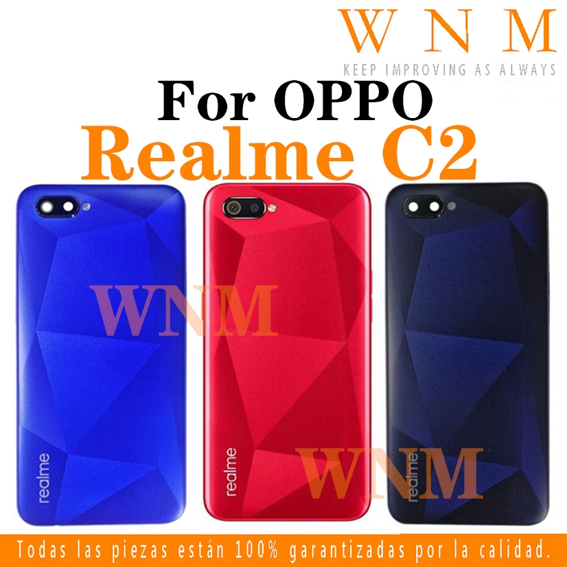 ฝาหลังแบตเตอรี่สําหรับ OPPO Realme C2 แบตเตอรี่กระจกฝาหลังด้านหลังประตู ...