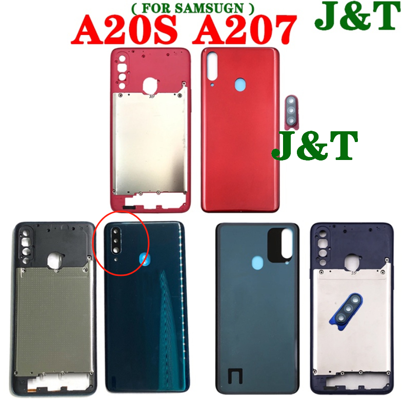 สําหรับ Samsung A20s A207 A207F A207M LCD ด้านหน้ากรอบกลางแบตเตอรี่ฝา ...