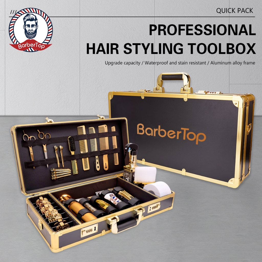 Spot # Salon Hairdressing Professional ทองอลูมิเนียมตัดผมกล ่ องเครื ่ องมือตัดผมกระเป ๋ า ...