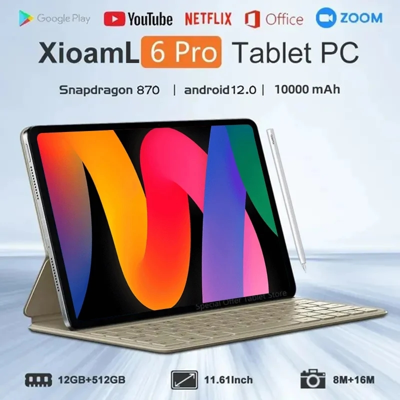 ของแท้ Global Version Pad แท็บเล็ต 6 Pro Snapdragon 870 Android 12 10GB ...