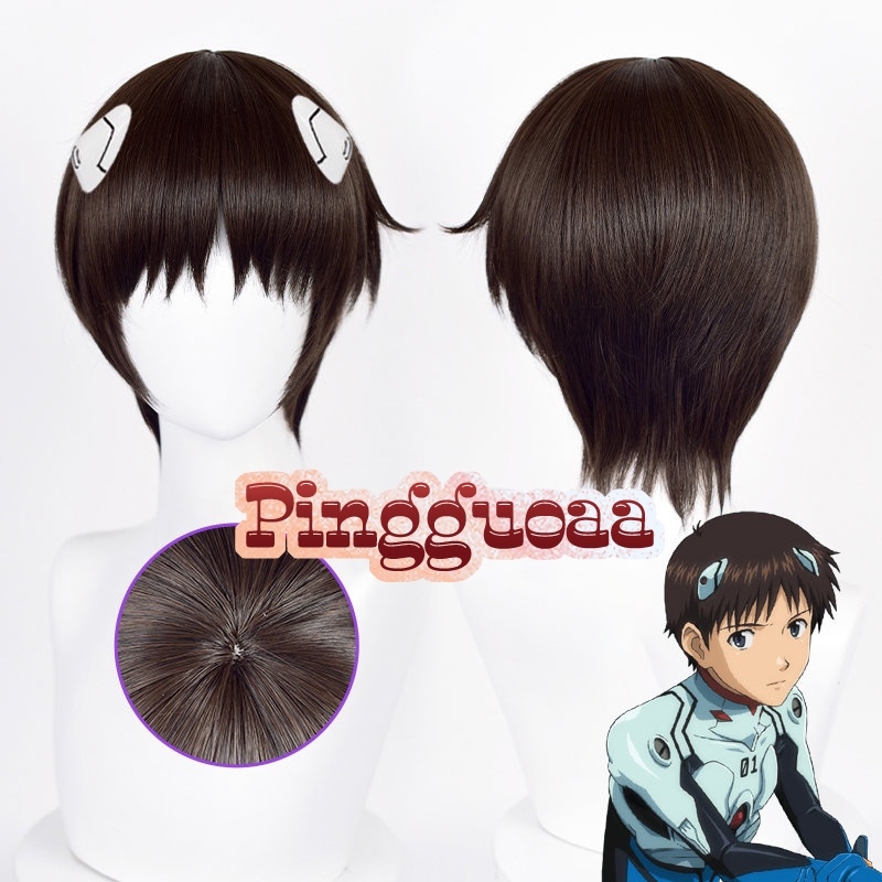 Anime EVA NEON GENESIS EVANGELION Shinji Ikari Cosplay Wig Short Dark ...
