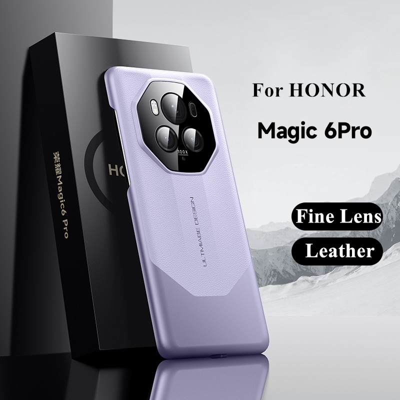 สําหรับ Huawei Honnor Magic 6 Pro เคสหรูหรา Lichi หนังประกบสี แข็ง ...