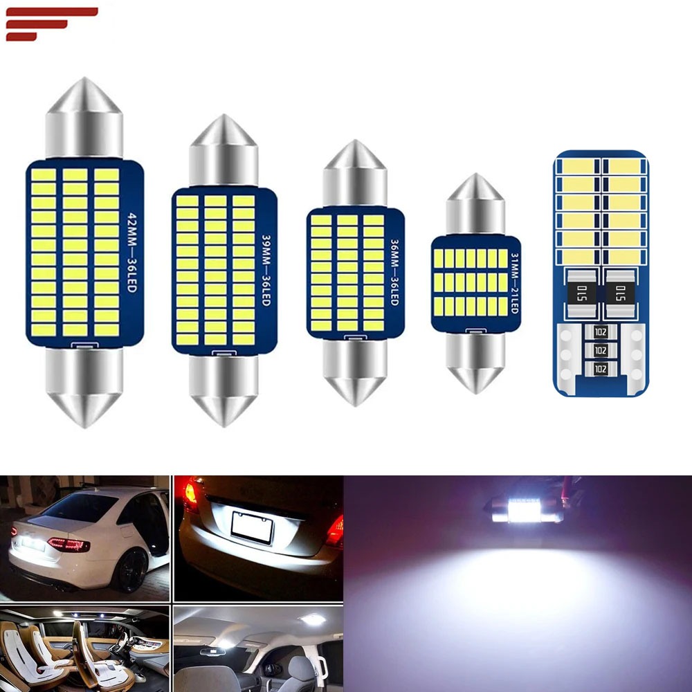 1pcs T10 Led W5W Festoon 31 มม.36 มม.39 มม.41 มม.194 168 501 C5W C10W C3W รถแผงอ่านภายใน light ...