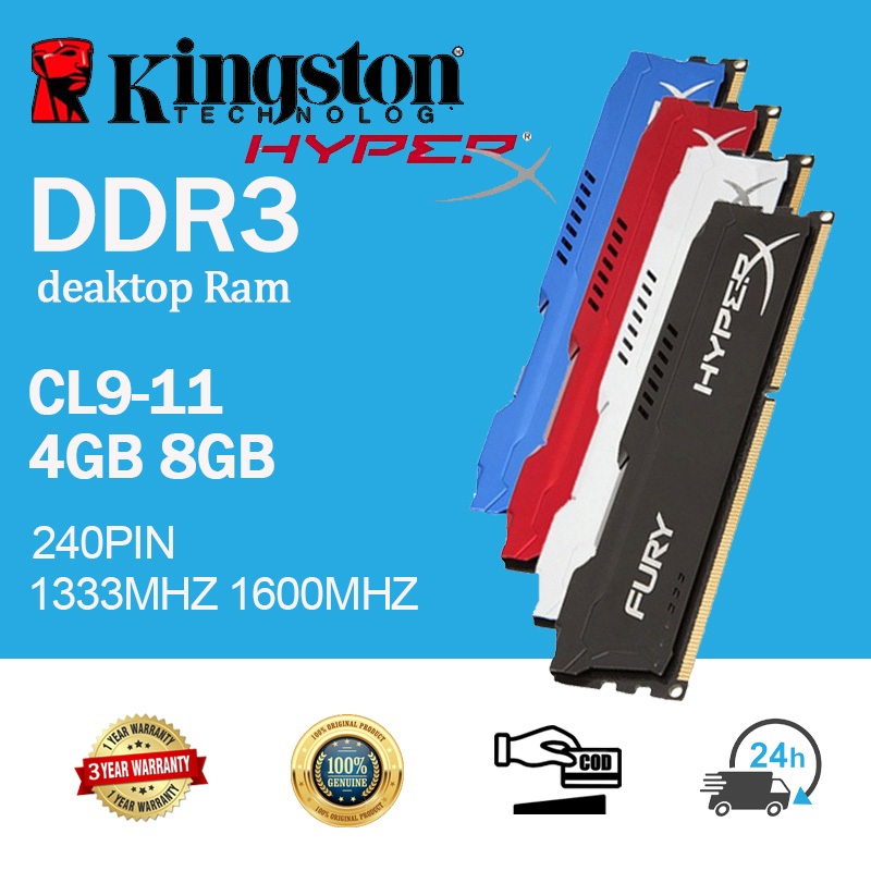 [24H Sent] Kingston Hyperx 4GB 8GB DDR3 1333MHZ แรมหน่วยความจํา 1600MHZ ...