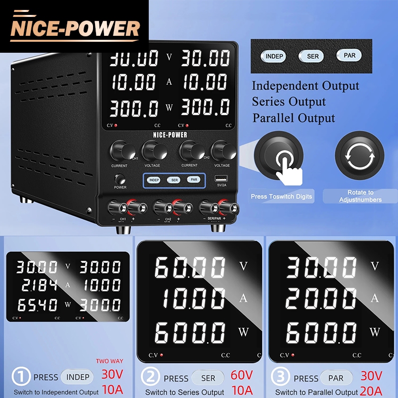 NICE-POWER Dual DC Power Supply แหล่งจ่ายไฟ DC แบบคู่ตัวแปร: 30 V 10A ...
