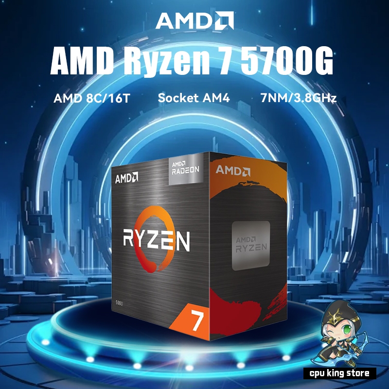 ซ็อกเก็ตโปรเซสเซอร์ CPU AMD Ryzen 7 5700G R7 5700G 3.8GHz Eight-Core 16 ...