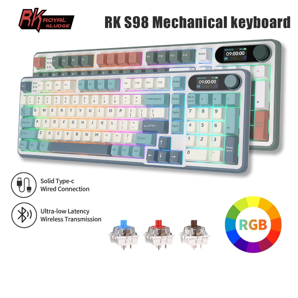 Rk S98 RK ROYAL KLUDGE คีย์บอร์ดเมคคานิคอลไร้สายบลูทูธ ไฟแบ็คไลท์ RGB ...
