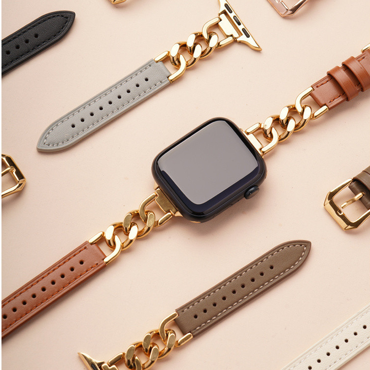 Apple Watch 9th Generation Single-Row Chain และสายหนัง Single-Loop ...