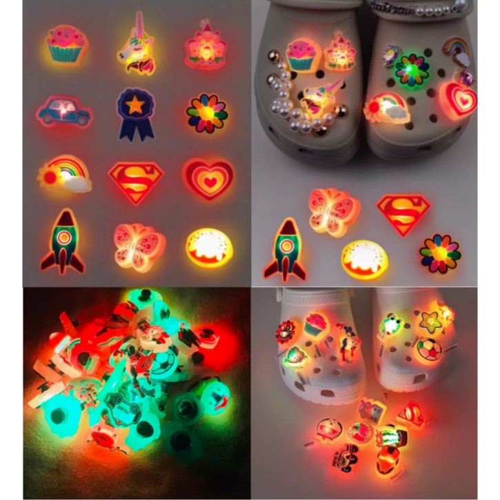 เครื่องประดับ รูปหัวเข็มขัด มีไฟ LED สําหรับตกแต่งรองเท้า crocs jibbitz ...