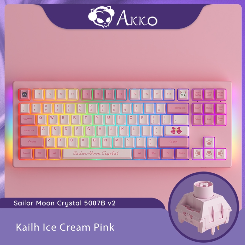 Akko Sailor Moon Crystal 5087B V2 คีย์บอร์ดเกมมิ่งไร้สาย บลูทูธ 5.0 2 ...