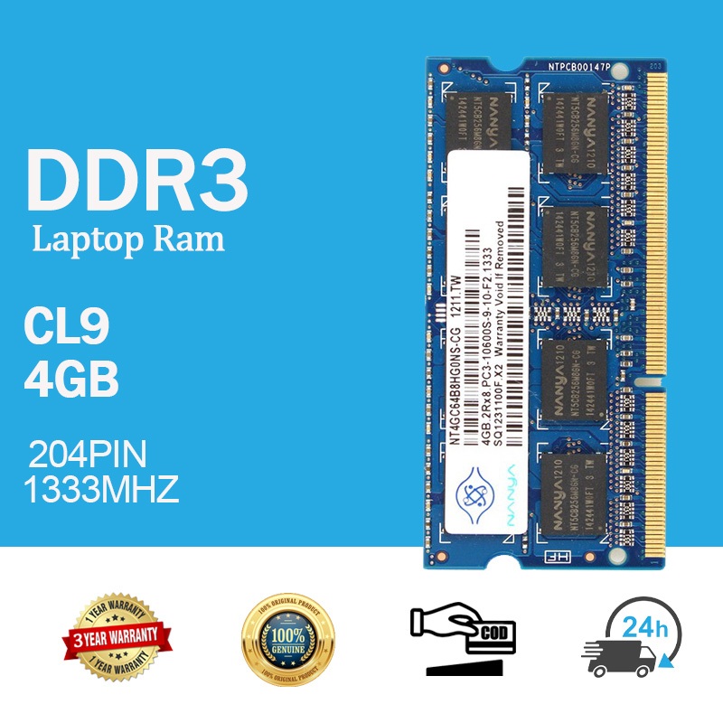 [24H SENT] 4GB RAM DDR3 1333Mhz NOTEBOOK RAM 2RX8 PC3-10600S 1.5V Laptop Memory SODIMM RAM Intel ...