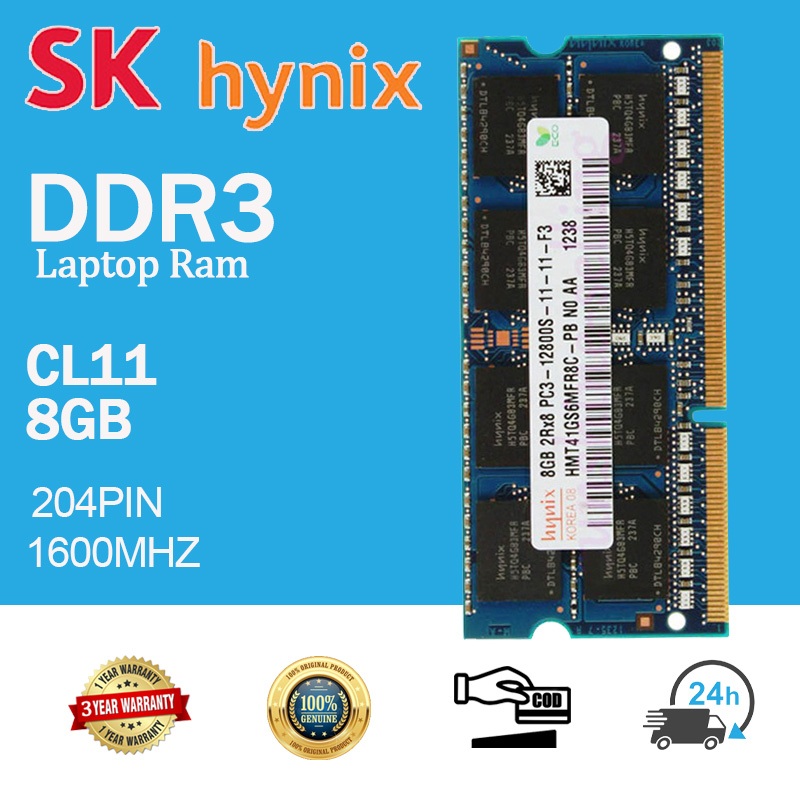 For ฮีนิกซ์ Hynix 8GB DDR3 RAM 1600mhz 2RX8 PC3-12800S 204pin SODIMM Laptop Memory RAM แรม โน็ต ...