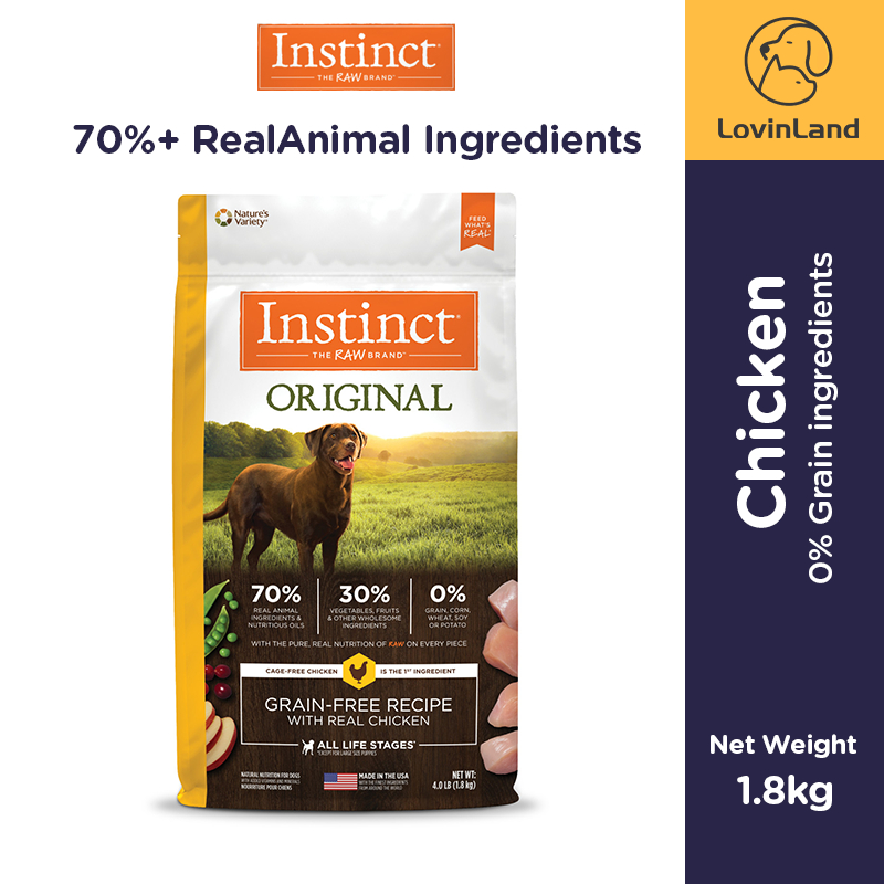 Instinct Original Grain Free อาหารสุนัข สูตรไก่แท้ ชนิดถุง 4 ปอนด์ / 1.8 กก. | Shopee Thailand