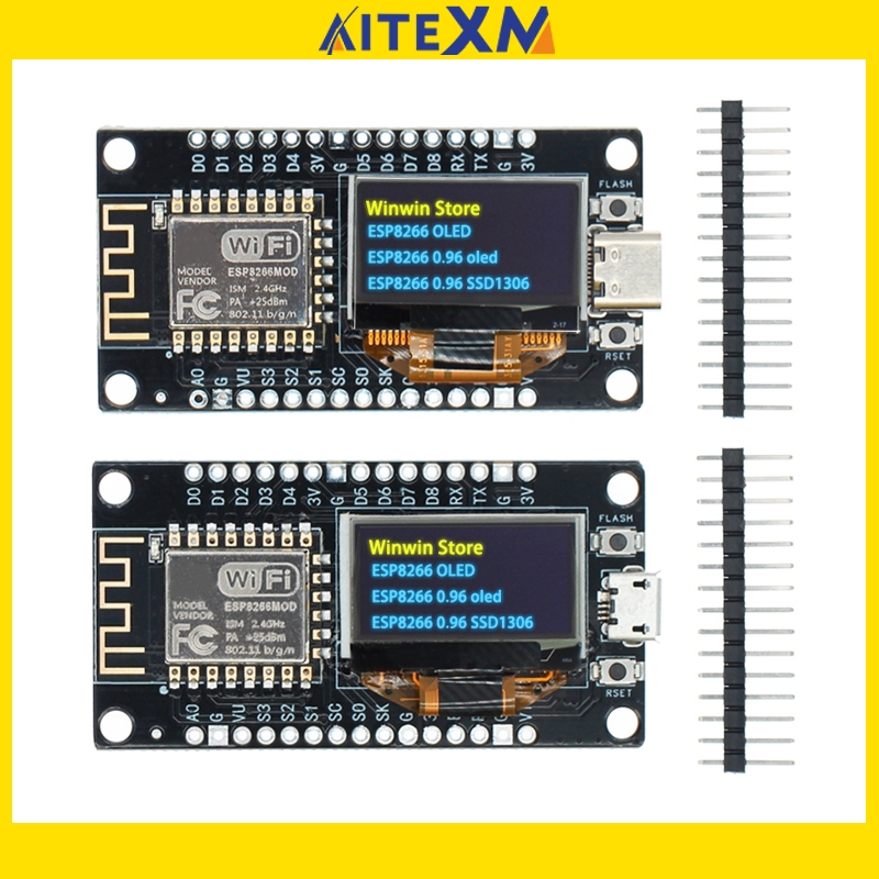 Nodemcu ESP8266 บอร์ดทดลอง พร้อมจอแสดงผล OLED 0.96 นิ้ว CH340G ESP-12F ...