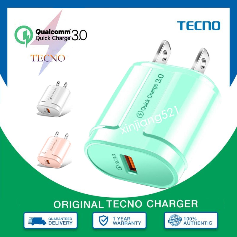 100% Tecno Fast Charger 18W Adapter + Micro USB/TYPEC Cable | Shopee ...